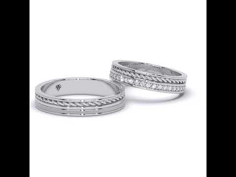 Verighete cu diamante model VA115, aur 18kt si platina. Bijuterii cu ...